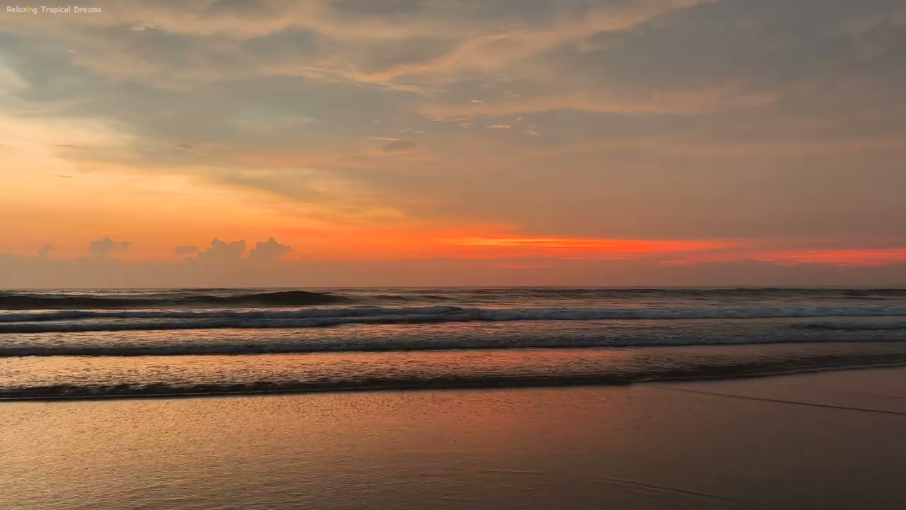 Beautiful Tropical Beach Sunset 4k - Calming Sound Of Ocean Waves At ...