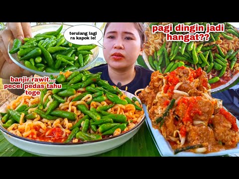 PEDAS BERUTAL⁉️ MAKAN CABE RAWIT MENTAH MIE SPICY PECEL TAHU TOGE MUKBANG#makancaberawitmentah