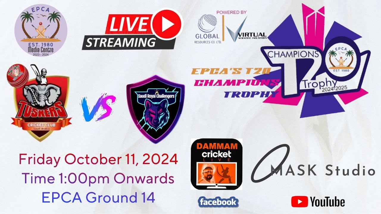 2024 - EPCA 20-20 Champions trophy Saudi Royal Challengers vs Tuskers Cricket Club - YouTube
