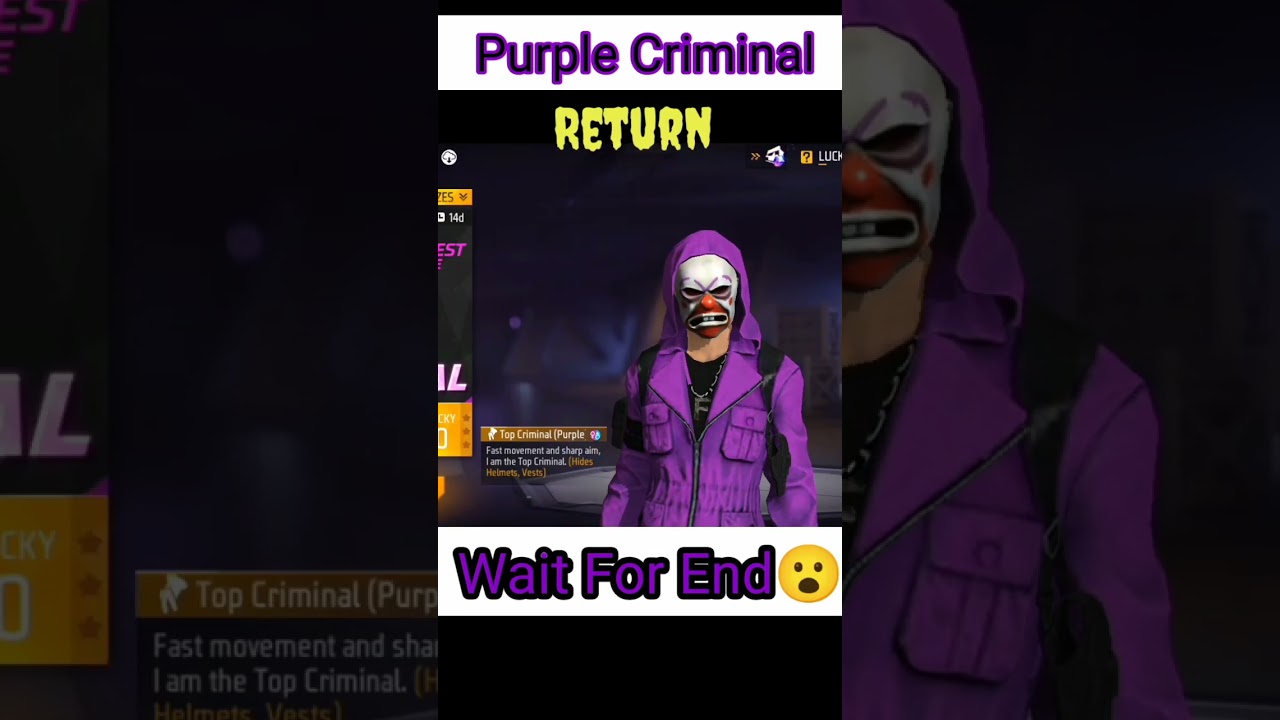 CRIMINAL ROYAL IN FREE FIRE / PURPLE CRIMINAL RETURN / FREE FIRE NEW ...