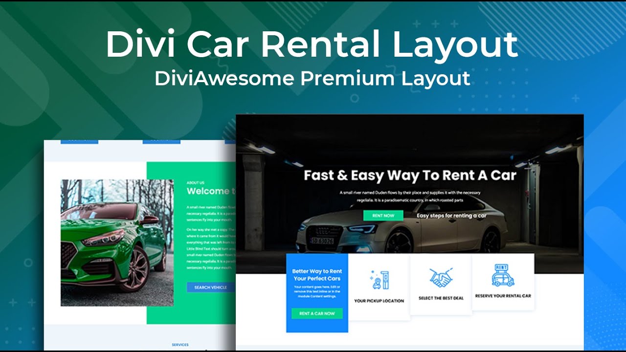 Divi Car Rental Layout - Divi Layouts by Divi Awesome - YouTube