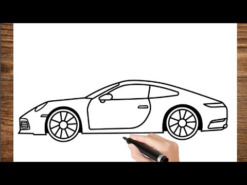 How To Draw A Porsche Car | Easy Car Drawing | Porsche 911