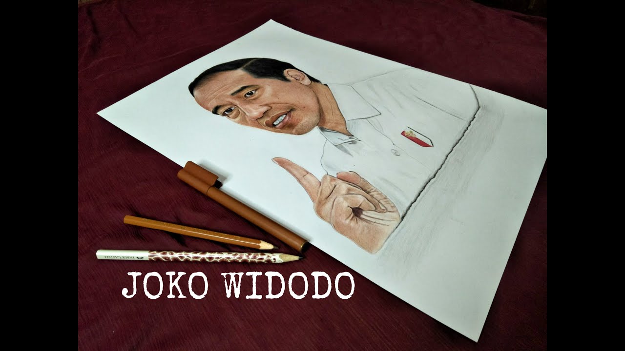 Menggambar Pak Joko Widodo dengan Pensil Warna - Drawing Joko widodo ...