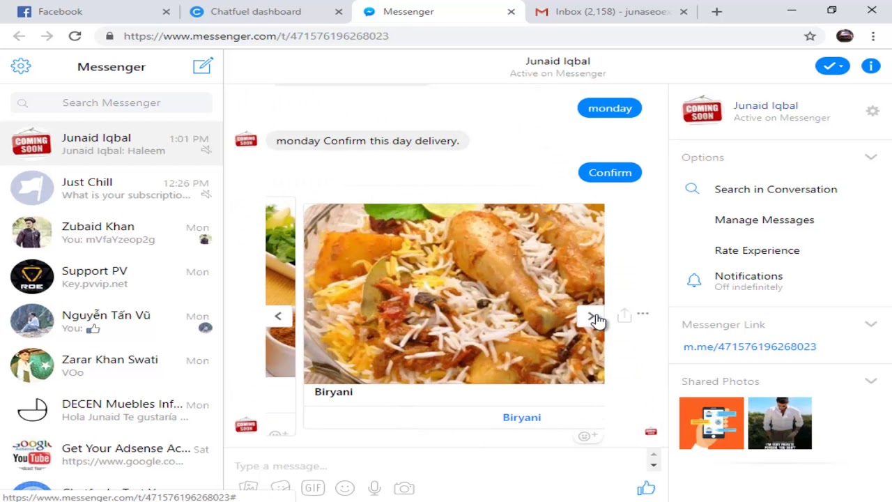 How To Create Customer Service Chatbot ChatFuel | Food Taking Chatbot ...