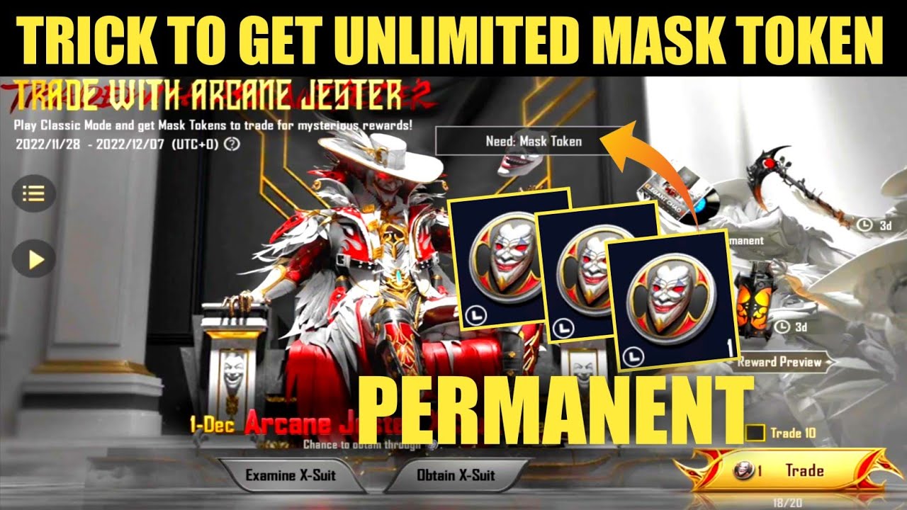 SECRET TRICK😱 TO GET UNLIMITED MASK TOKENS IN PUBG MOBILE || TRADE WITH ARCANE JESTER EVENT ...