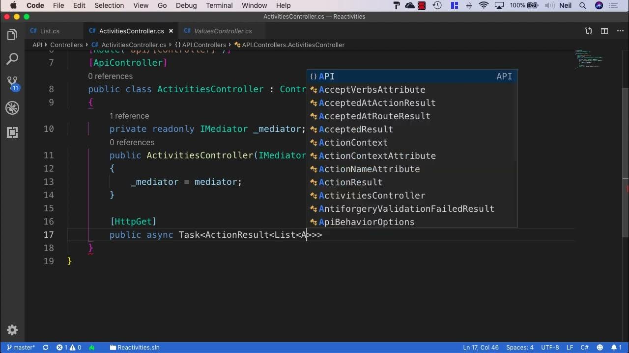Building a CRUD application in Net Core using the CQRS Creating the Activities API Controller ...
