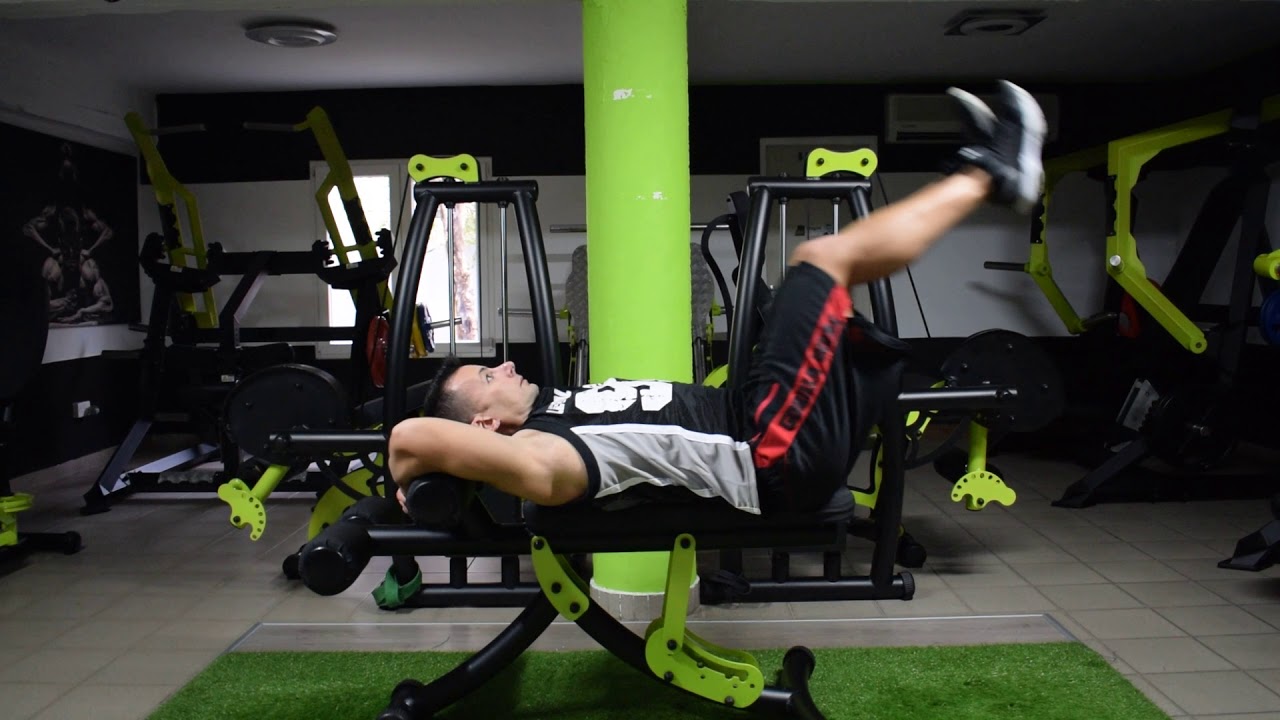 Leg raises on bench straight legs / Вдигане с изпънати крака на пейка ...