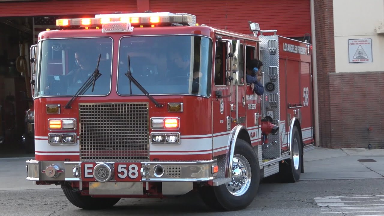 LAFD Engine 58 & Rescue 58 (reserve) Responding - YouTube