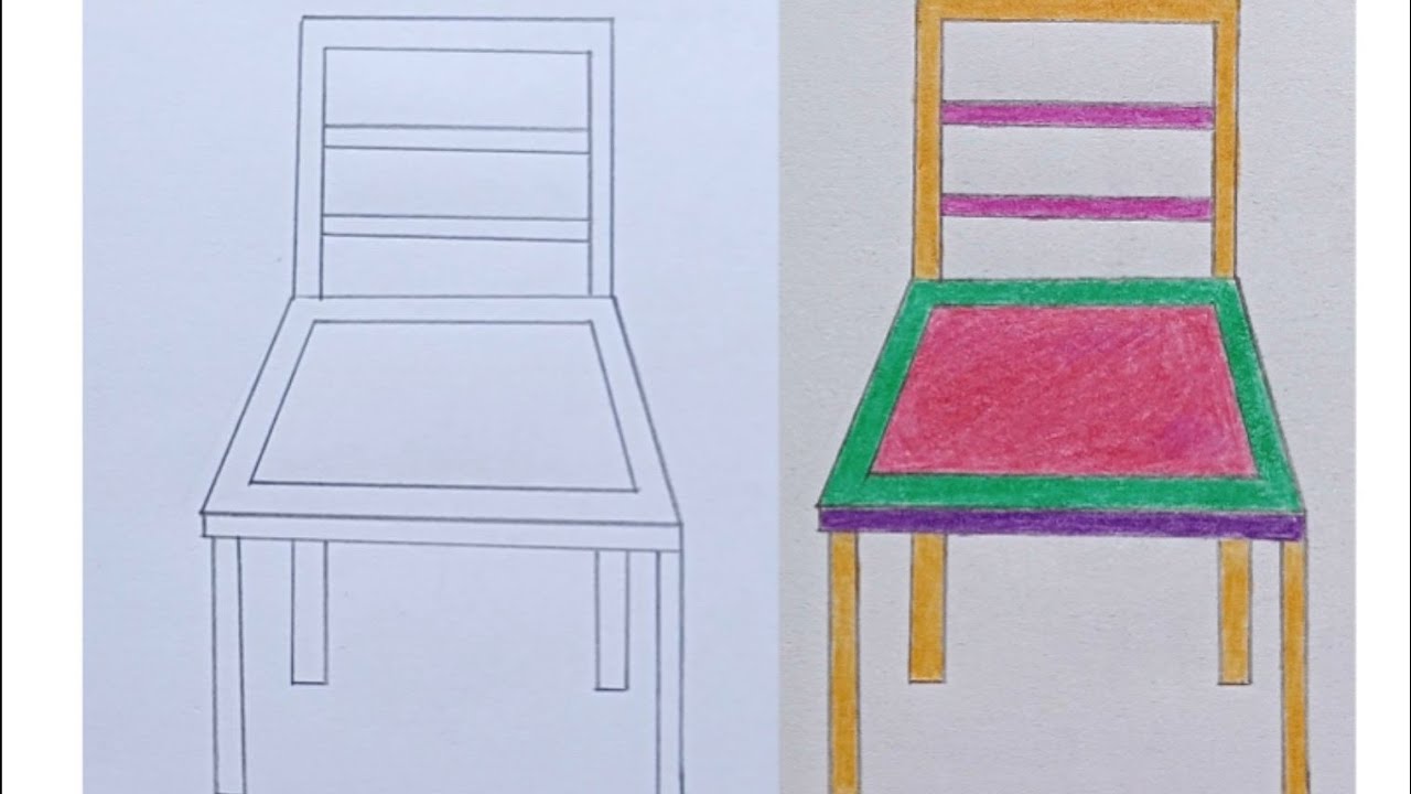 How to draw a Chair Step by Step | Simple easy chair drawing | Chair ...