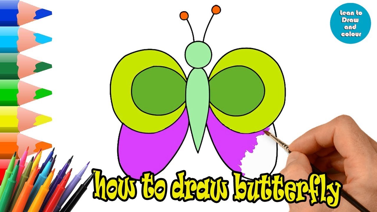 How to Draw Butterfly Coloring Pages | Art Colours for Kids | Learn to ...
