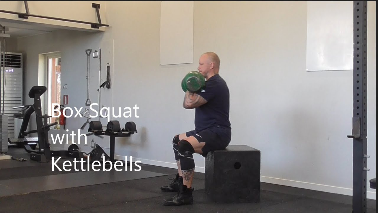 Kettlebell box squat to increase leg strength and core. And to improve ...
