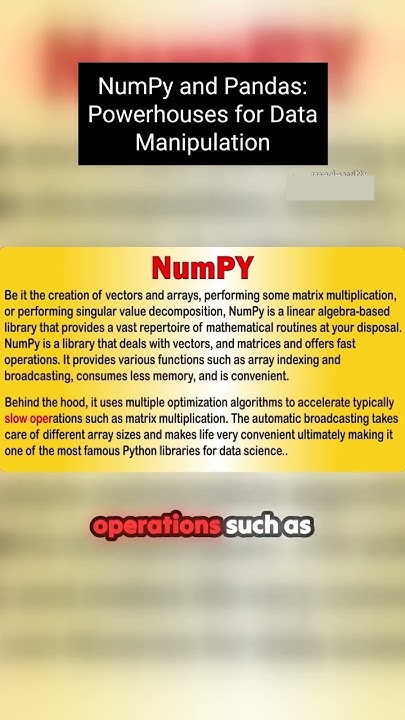 NumPy and Pandas Powerhouses for Data Manipulation #python - YouTube