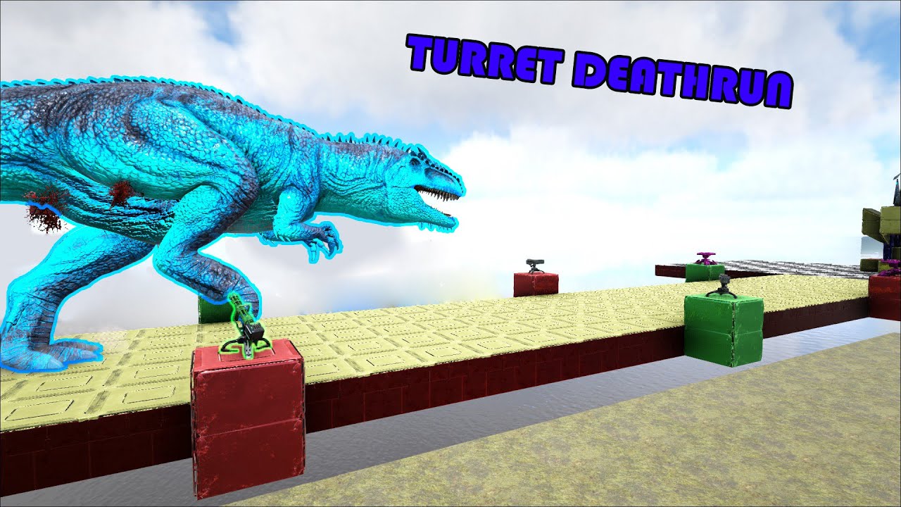 Who Can Survive The Epic Turret Deathrun || Dinosaur Fight || ARK ...