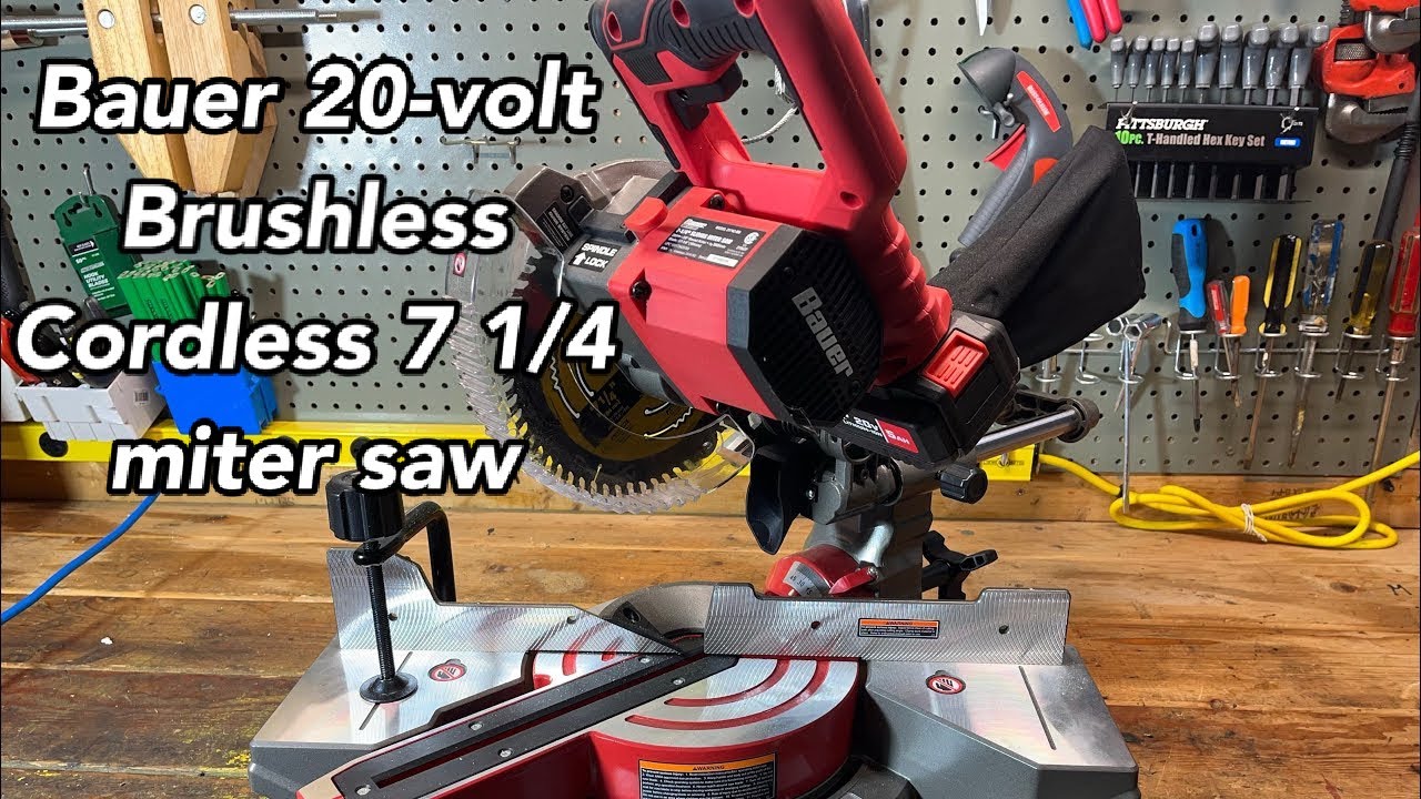 Bauer 20-volt Brushless Cordless 7 1/4 miter saw - review - YouTube