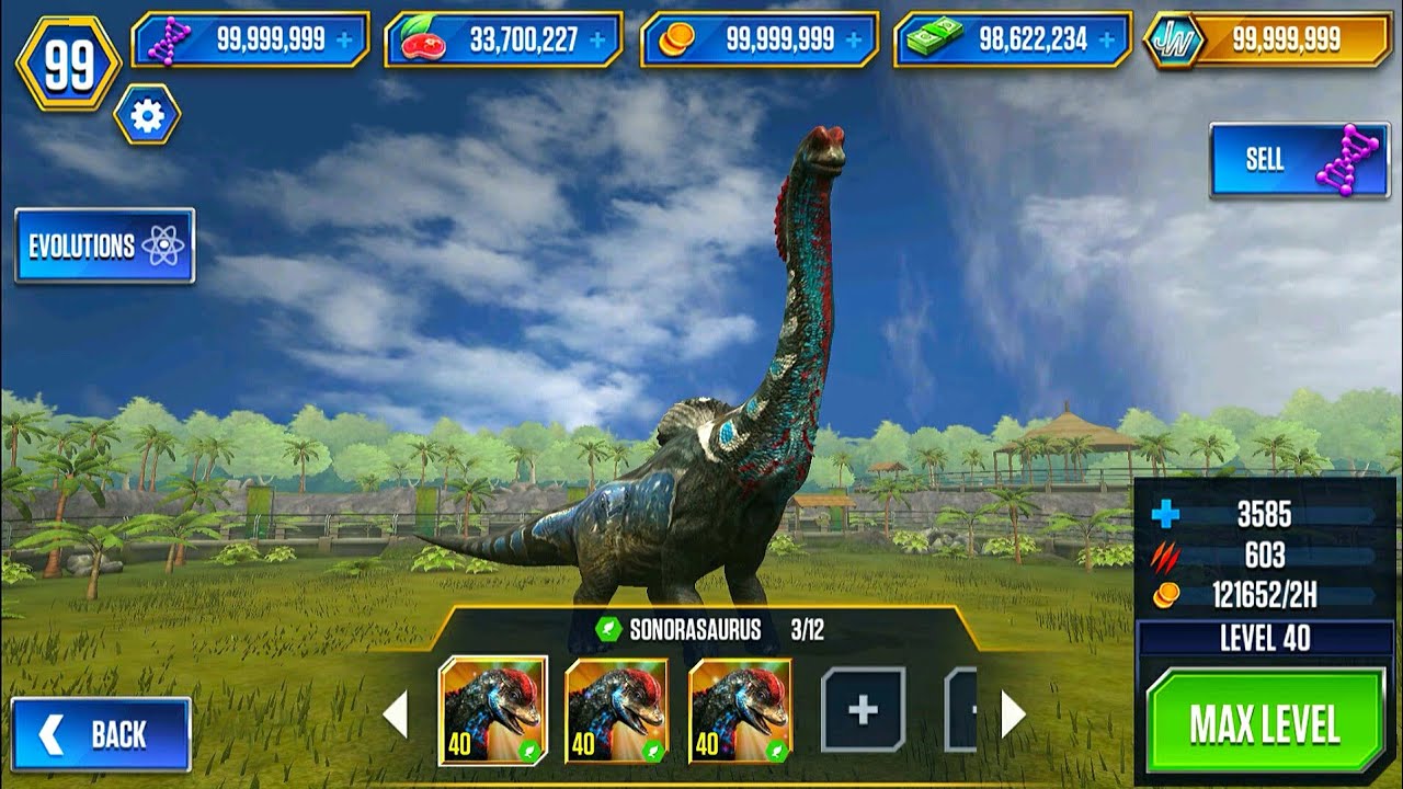 NEW UPGRADE SONORASAURUS MAX X3 LEVEL 40 | JURASSIC WORLD THE GAME ...