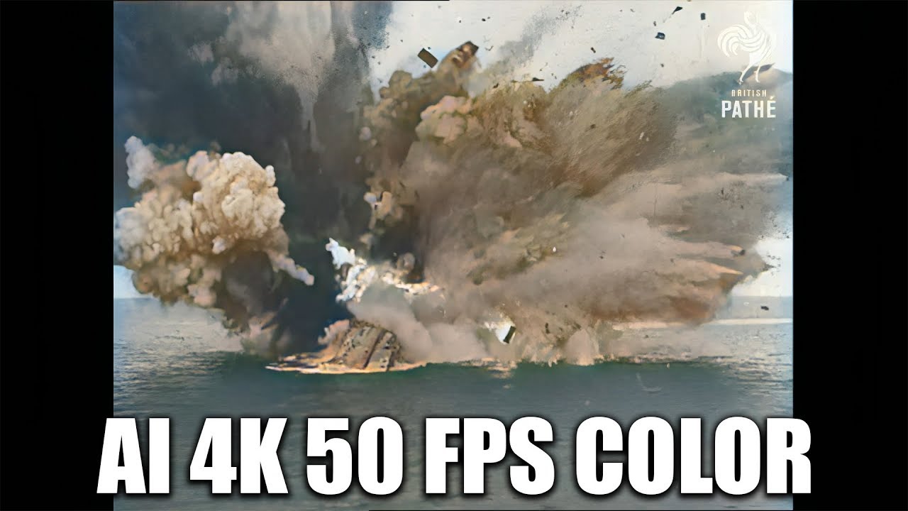 4K 50 fps + DeOldify | HMS Barham Explodes & Sinks: World War II (1941 ...