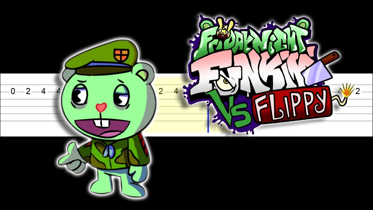 (Friday Night Funkin' - V.S. Flippy - happy tree land Easy Guitar Tabs Tutorial) - YouTube