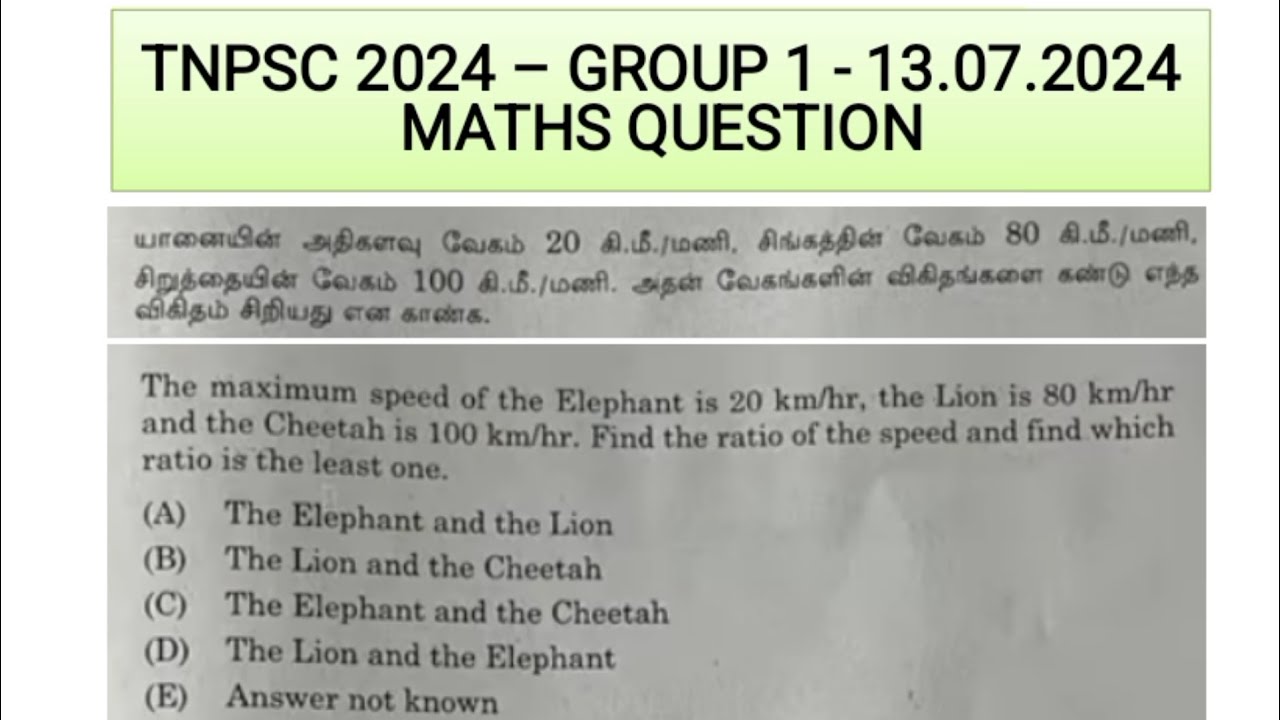 the maximum speed of the elephant is 20 km/hr the lion is 80 km/hr and ...