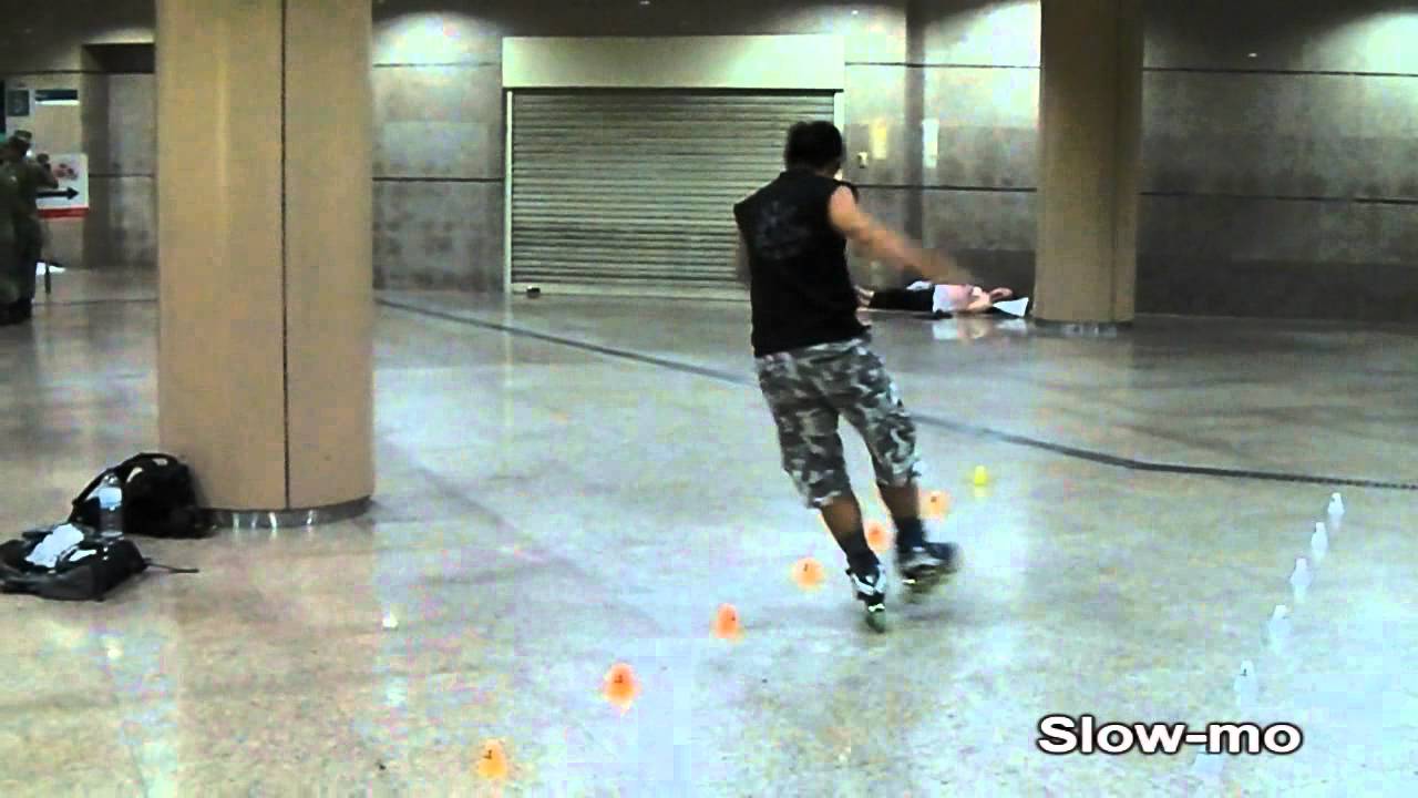 Freestyle inline slalom trick: The Hop - YouTube