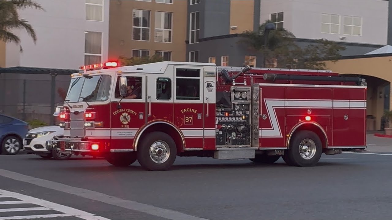 Horn Blast Central County Fire Engine 37 Responding Code 3 - YouTube
