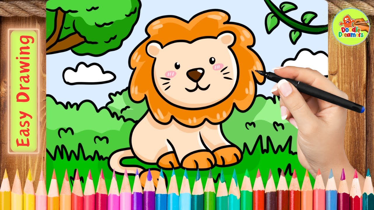 How to Draw a Lion | Fun & Easy Step-by-Step Tutorial for Kids | Doodle ...