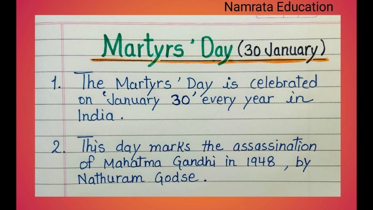10 line Essay on Martyrs Day in English / Essay on Martyrs Day ...