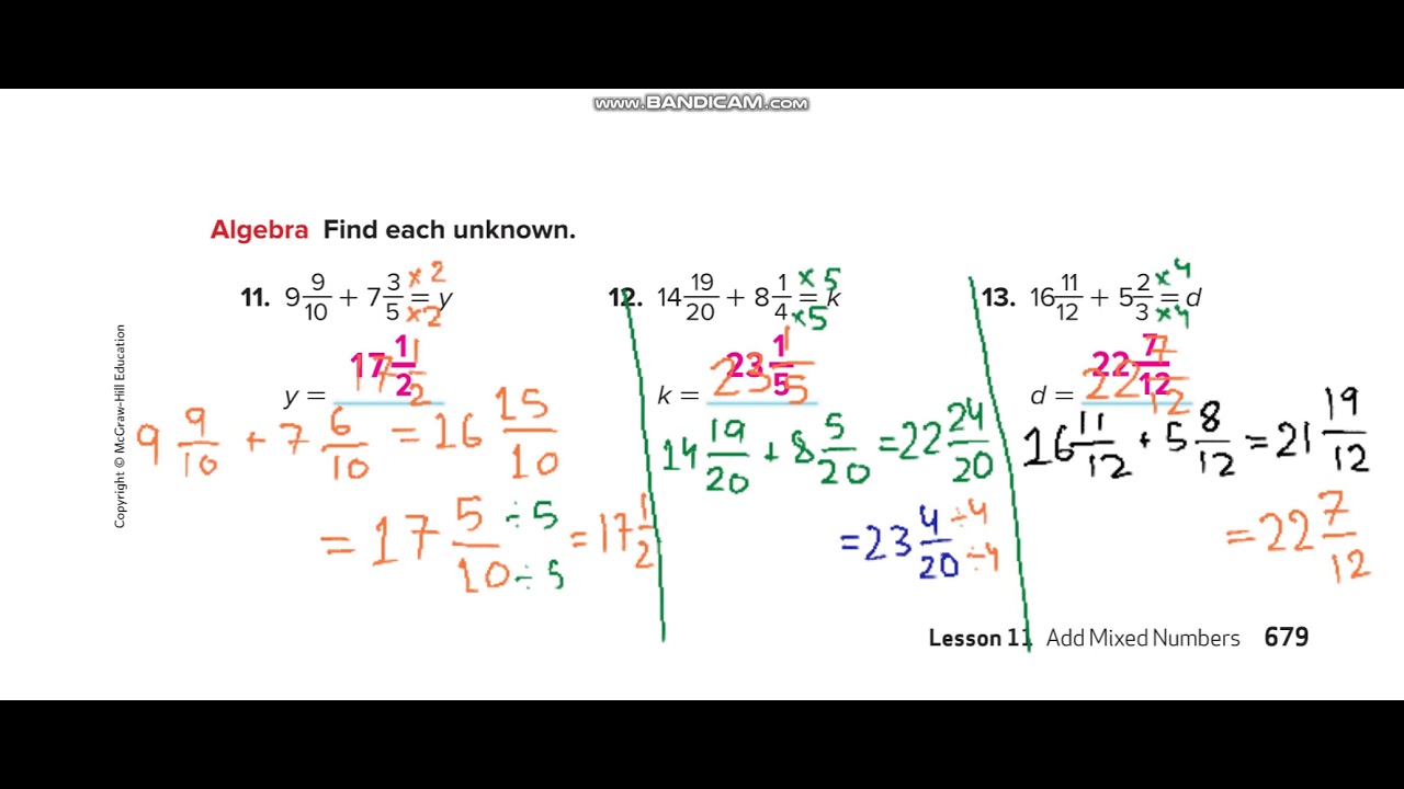 Grade 5 Chapter 9 Lesson 11 Add Mixed Numbers YouTube Grade 5 Chapter 9 Lesson 11 Add Mixed Numbers YouTube