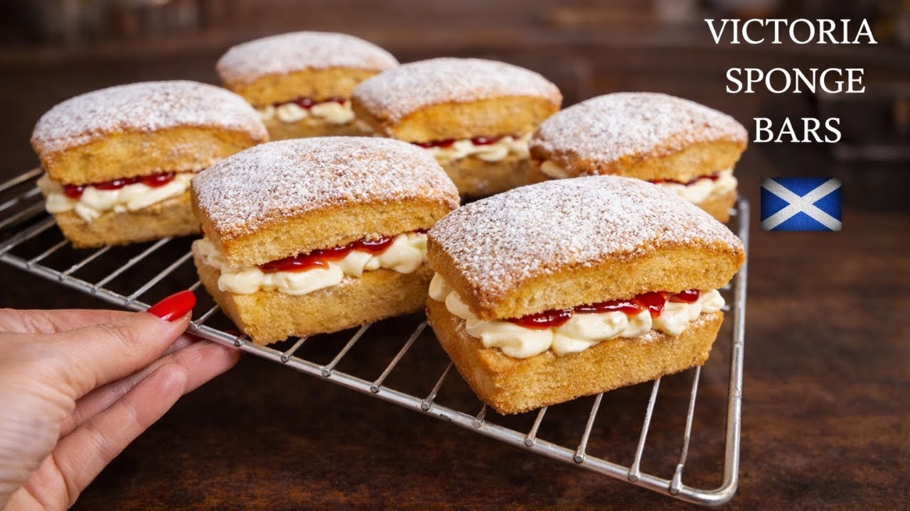 Victoria Sponge Cake Bars | Classic Victoria Sponge Recipe - YouTube