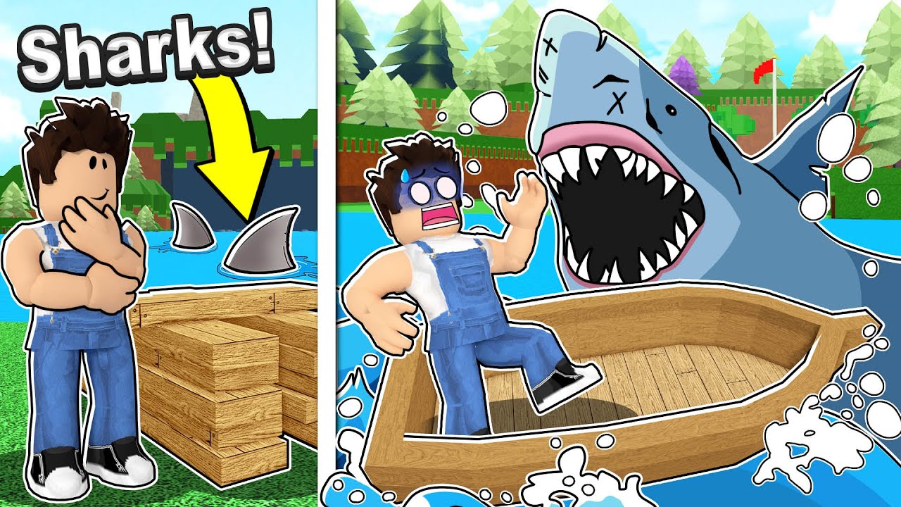 BUILD A BOAT BUT THE WATER IS INFESTED WITH SHARKS! 💦🦈 Roblox - YouTube