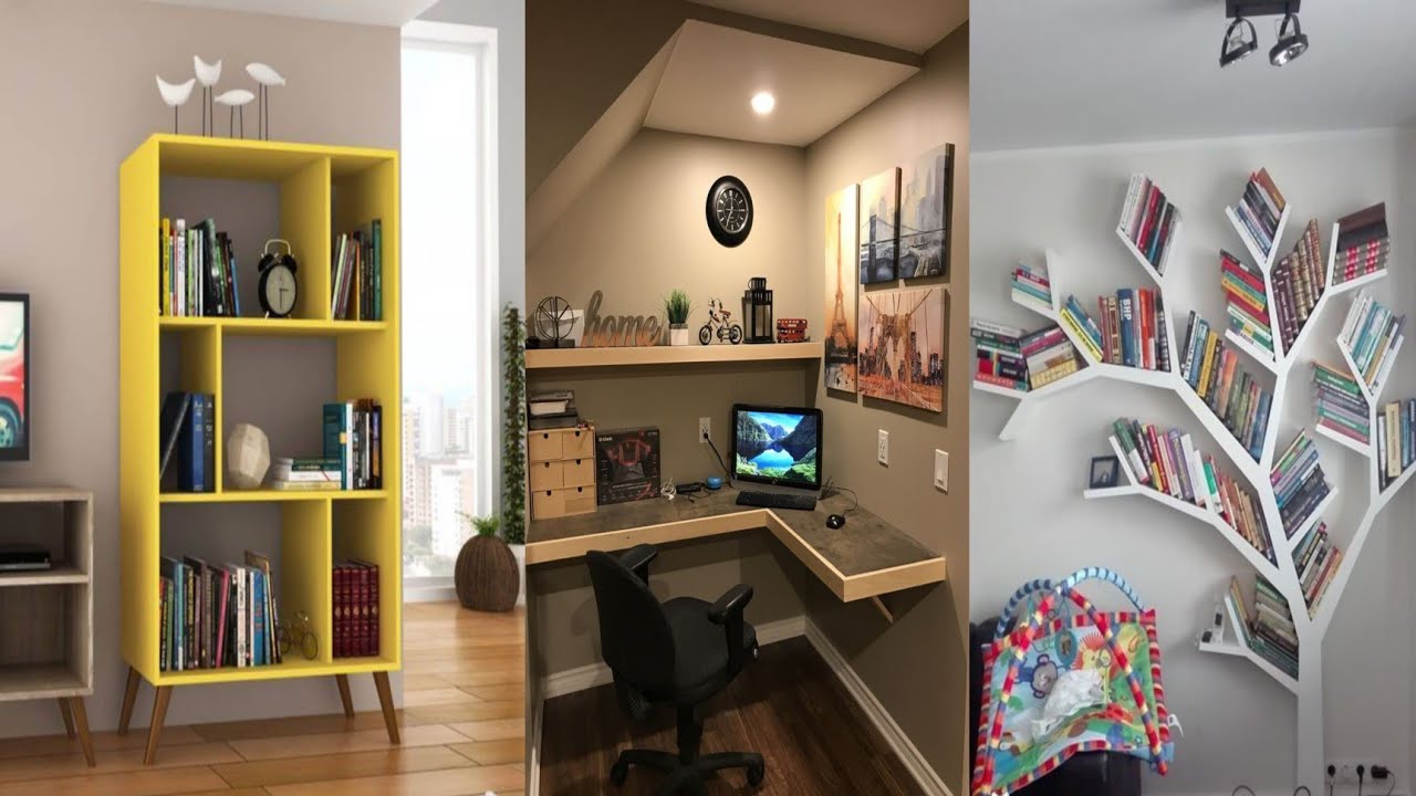 Study room decorating ideas|Book shelves ideas|Amal 478 - YouTube