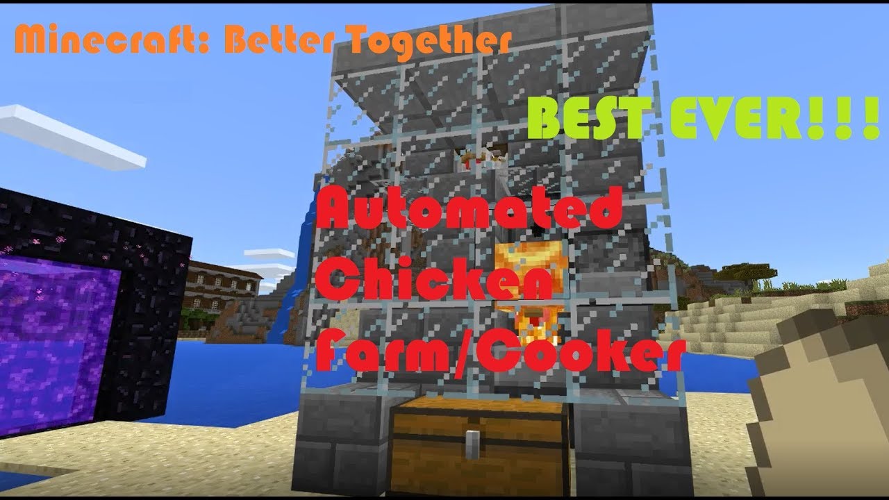 Minecraft Bedrock Automatic Chicken Cooker Farm - YouTube