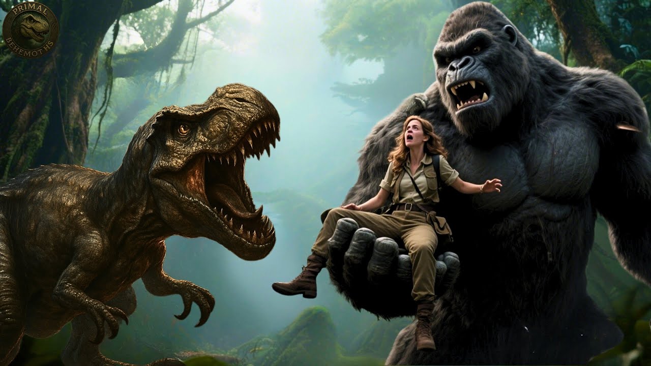 The Explorer Girl vs. Two T-Rex – Saved by KONG | A Legendary Jungle Battle PrimalBehemoths ...