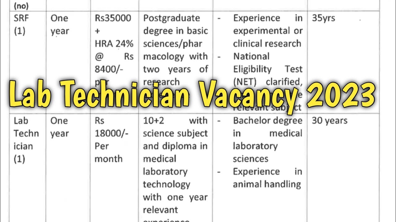 lab technician vacancy 2023 - YouTube