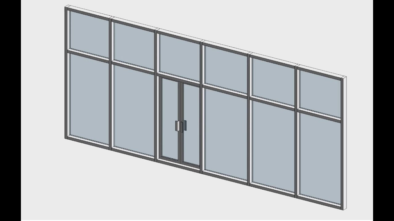 Curtain wall glass door Revit family - YouTube