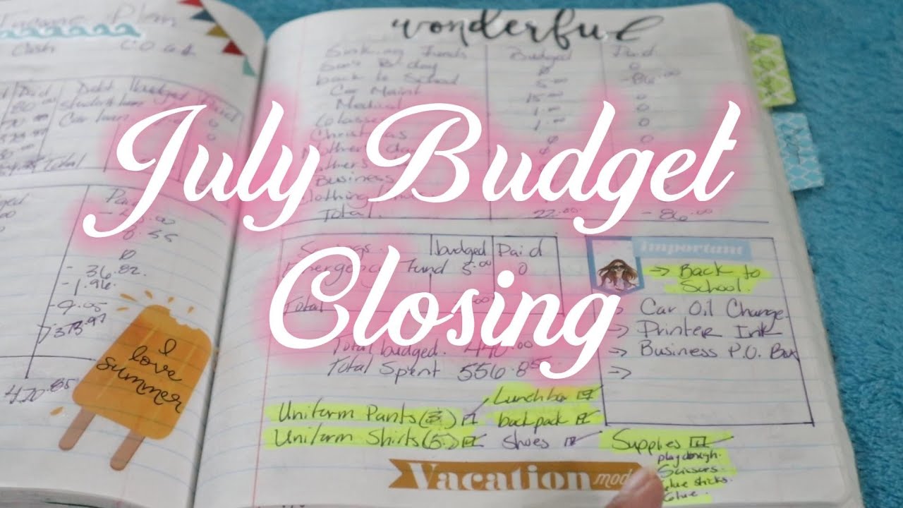 July Budget Closing 2024 #singleincome #budget #cashbudgeter #lowincome ...