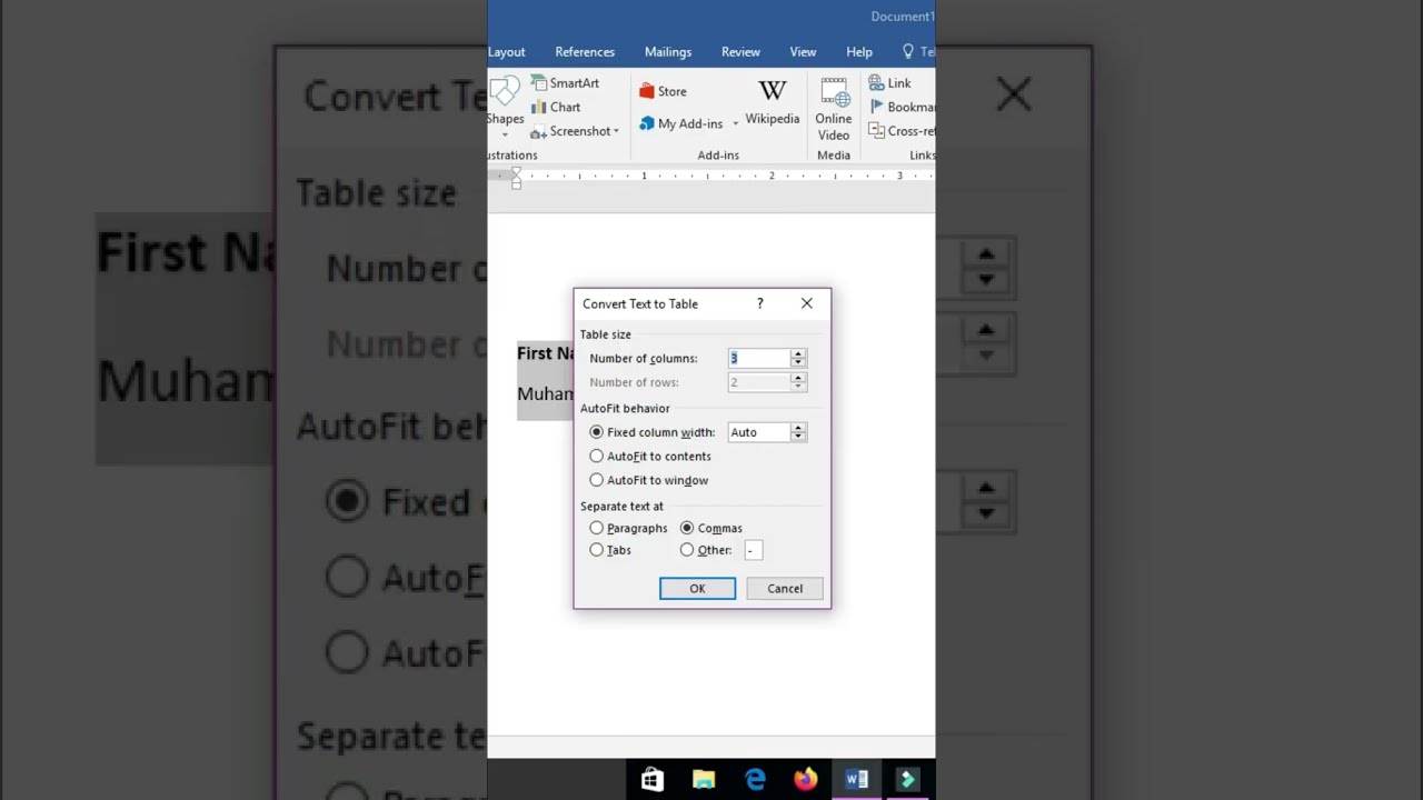 MS Word How To Convert Paragraph Into Table Just Few Seconds MS Word How To Convert Paragraph Into Table Just Few Seconds