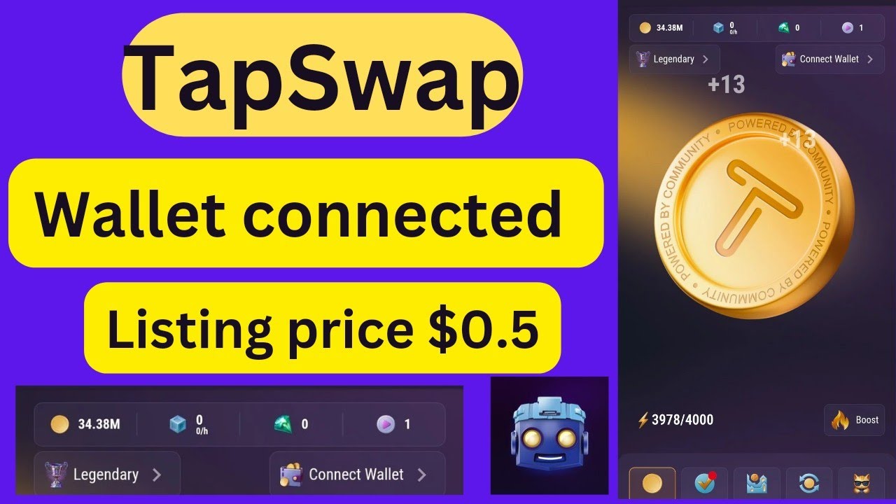 Tapswap new update tapswap wallet connected and listing price $0.5🤑 ...