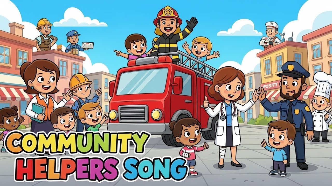 👩‍🏫👩‍🚒 Community Helpers Song 🎵 | Fun Learning Song for Kids | Happy ...
