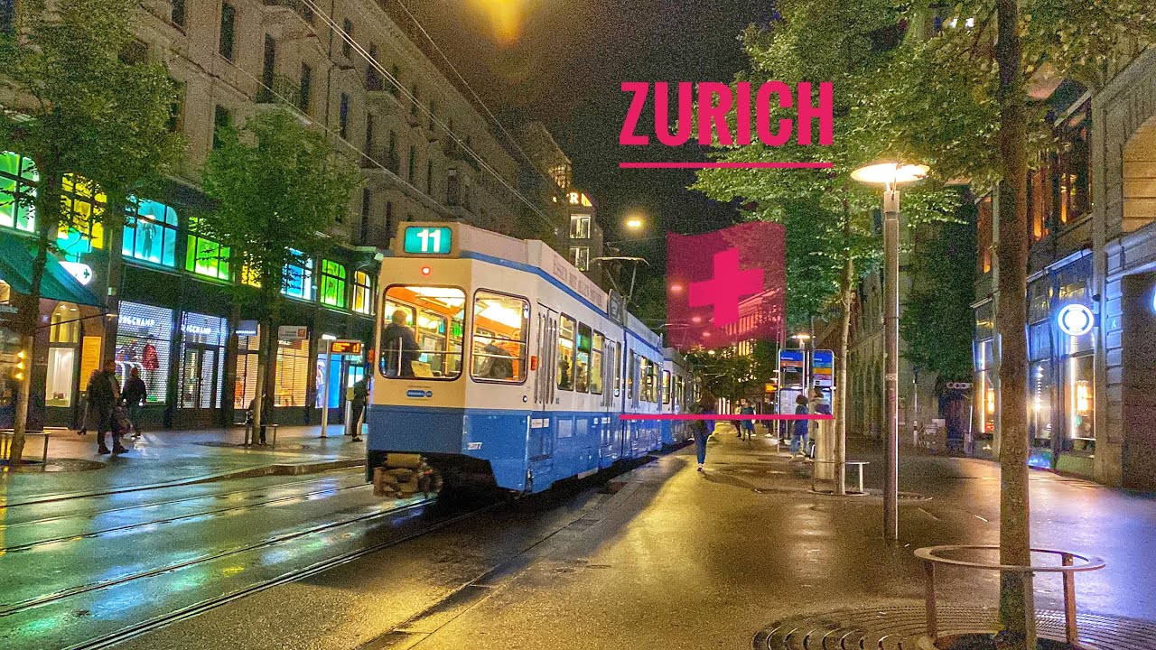 Trains and Trams in Switzerland 🇨🇭Night in Zurich - YouTube