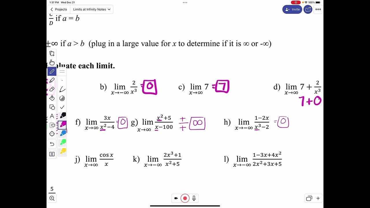 Limits at Infinity Notes - YouTube