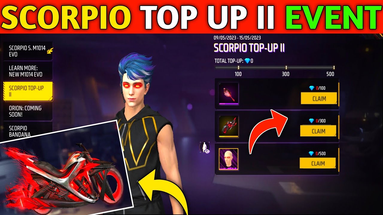 SCORPIO TOP UP EVENT IN FREE FIRE | FREE FIRE NEW TOP UP EVENT - YouTube