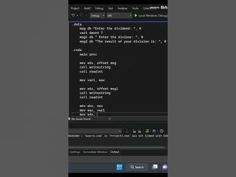 Write a program to perform division in assembly language #assemblylanguage - YouTube