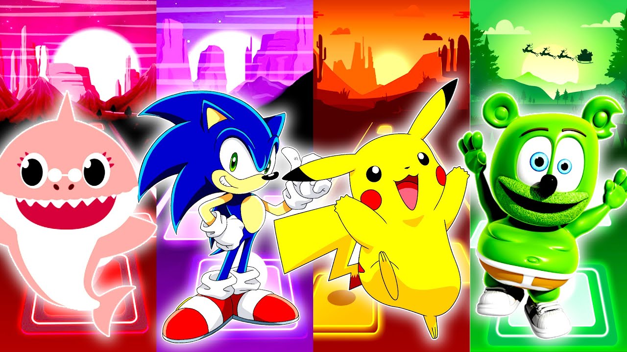 Tiles hop EDM Rush and Baby Shark& Sonik&Gummy Bear&Pikachu - YouTube