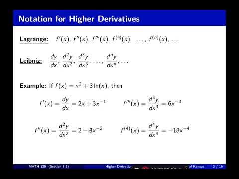 3 5 Higher Derivatives, Part 1, Lagrange and Leibniz Notations Full Size - YouTube