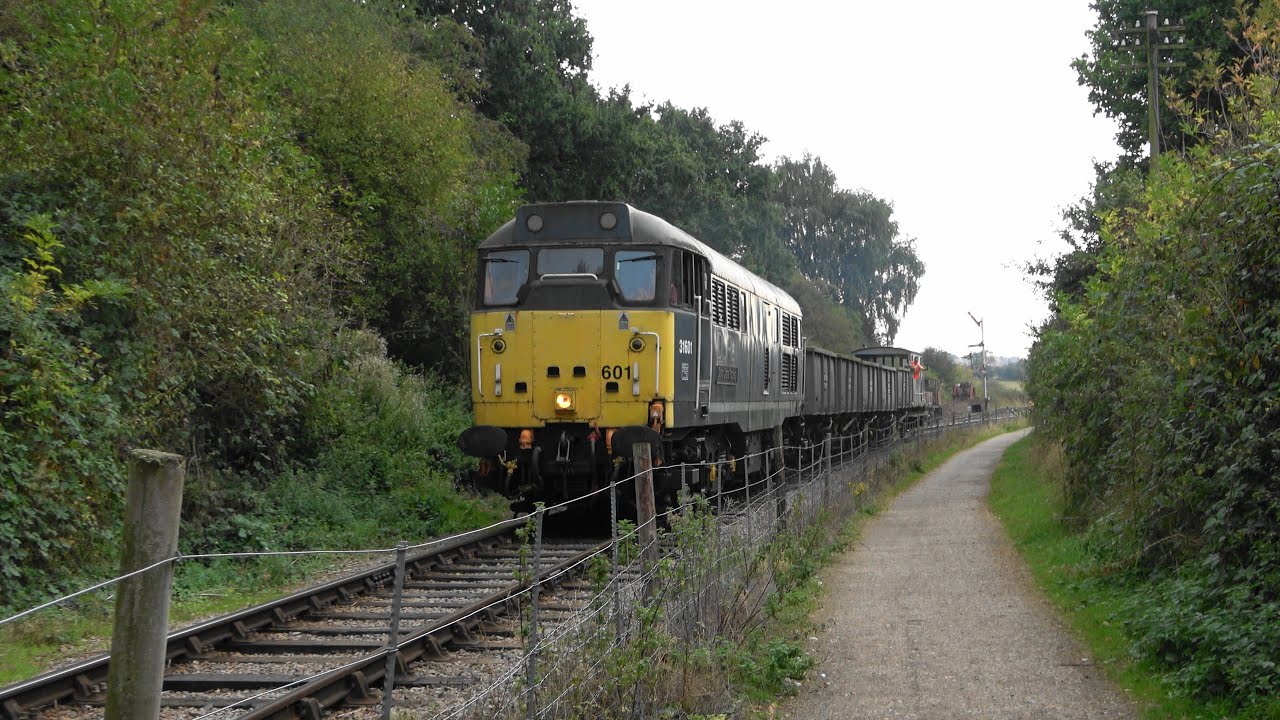 (4K) Ex DC-Rail 31601 with BR Iron Ore Tippler Wagons at Northampton ...