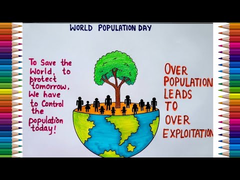 World Population Day Poster Drawing |Population Day Drawing Easy ...