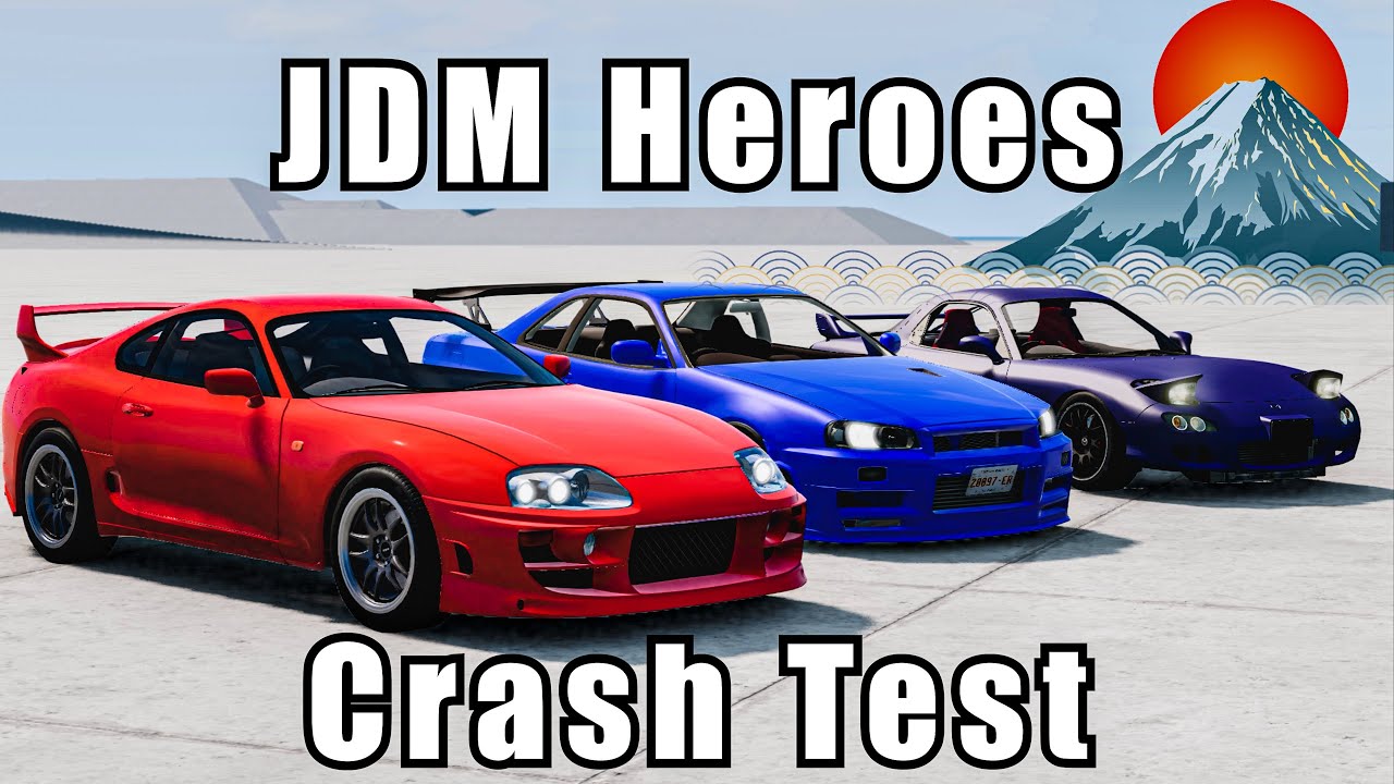 Ultimate JDM CRASH Test #skylineGTR34 #supramk4 #RX7fd - YouTube