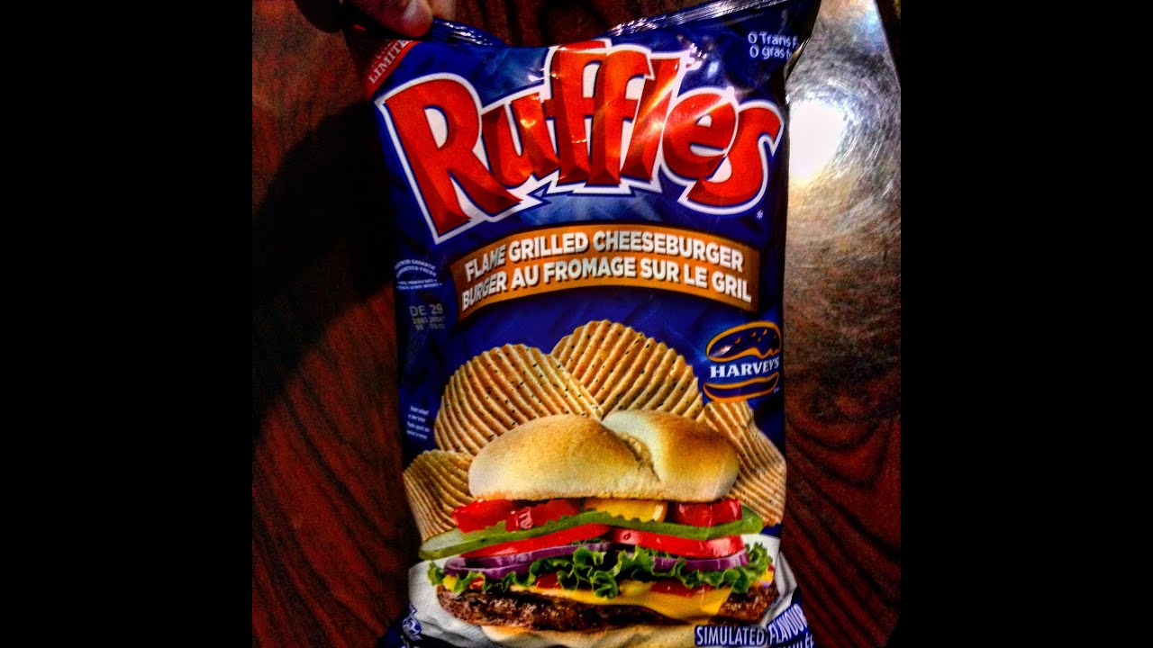 Food Review- Ruffles Harvey's Cheeseburger Chips - YouTube