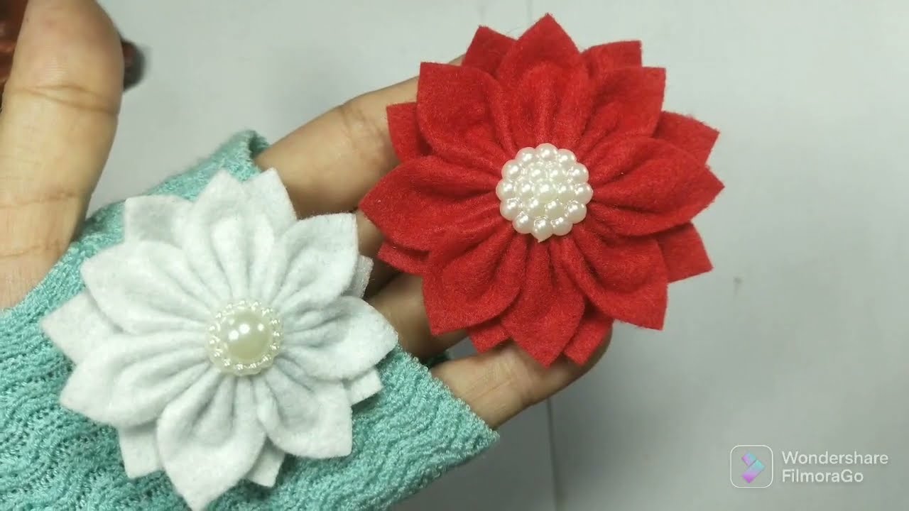 DIY Flower - Tutorial how to make felt brooch | Cara membuat bros bunga ...