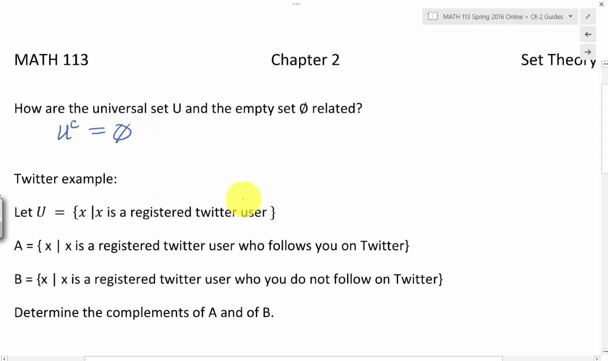 2.1: How are Universal Set and Empty Set related? p5 - YouTube